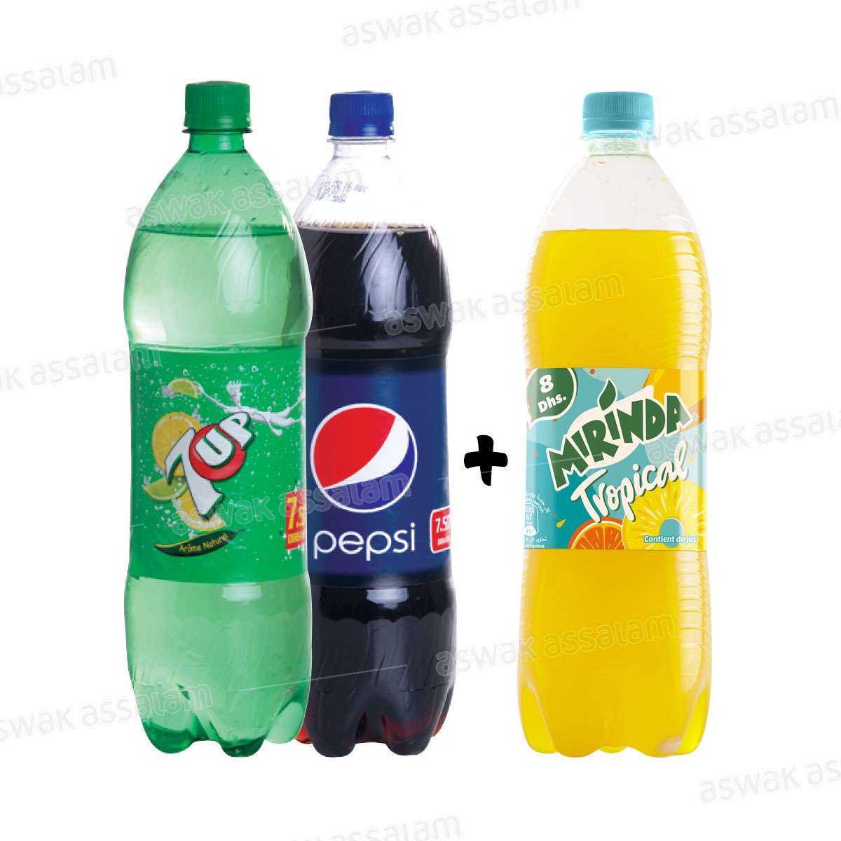 PACK 2*1,5L PEPSI ET 7UP + 1L MIRINDA TROPICAL - Aswak Delivery ...