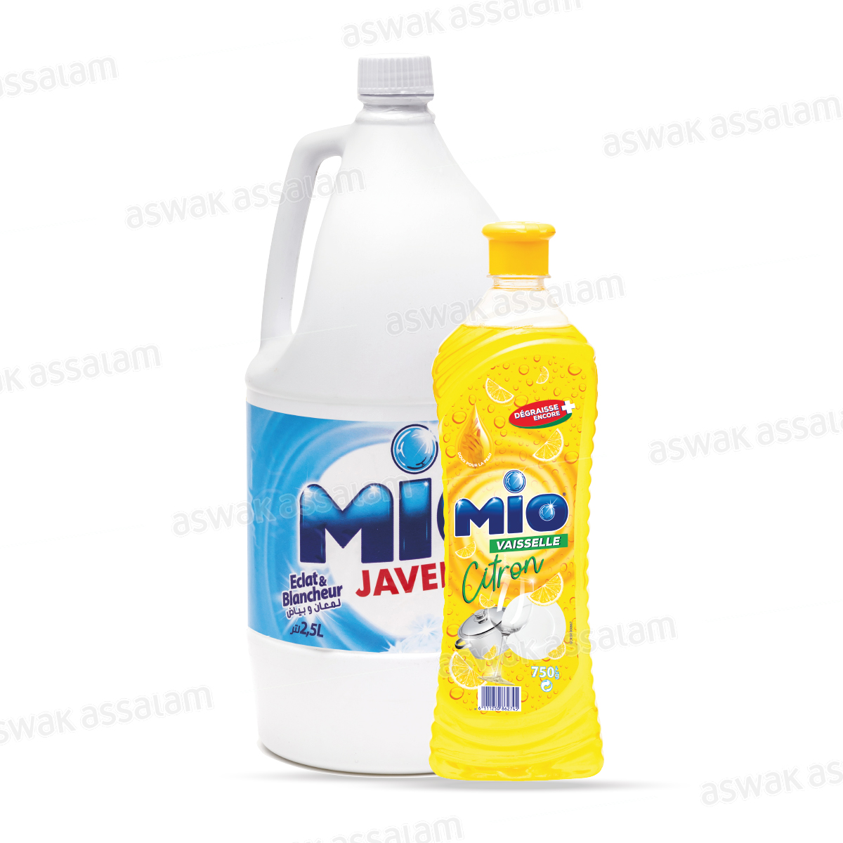 EAU DE JAVEL 2,5L + LIQUIDE VAISSELLE CITRON 750ML MIO - Aswak Delivery - Livraison à domicile à ...