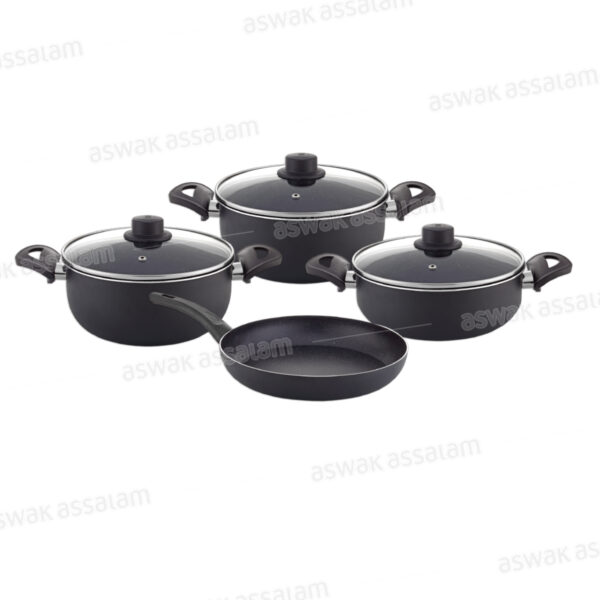 SET DE 7 PIECES 2 MARMITES HAUTES 18 ET 22CM + MARMITE 26CM + POELE ...